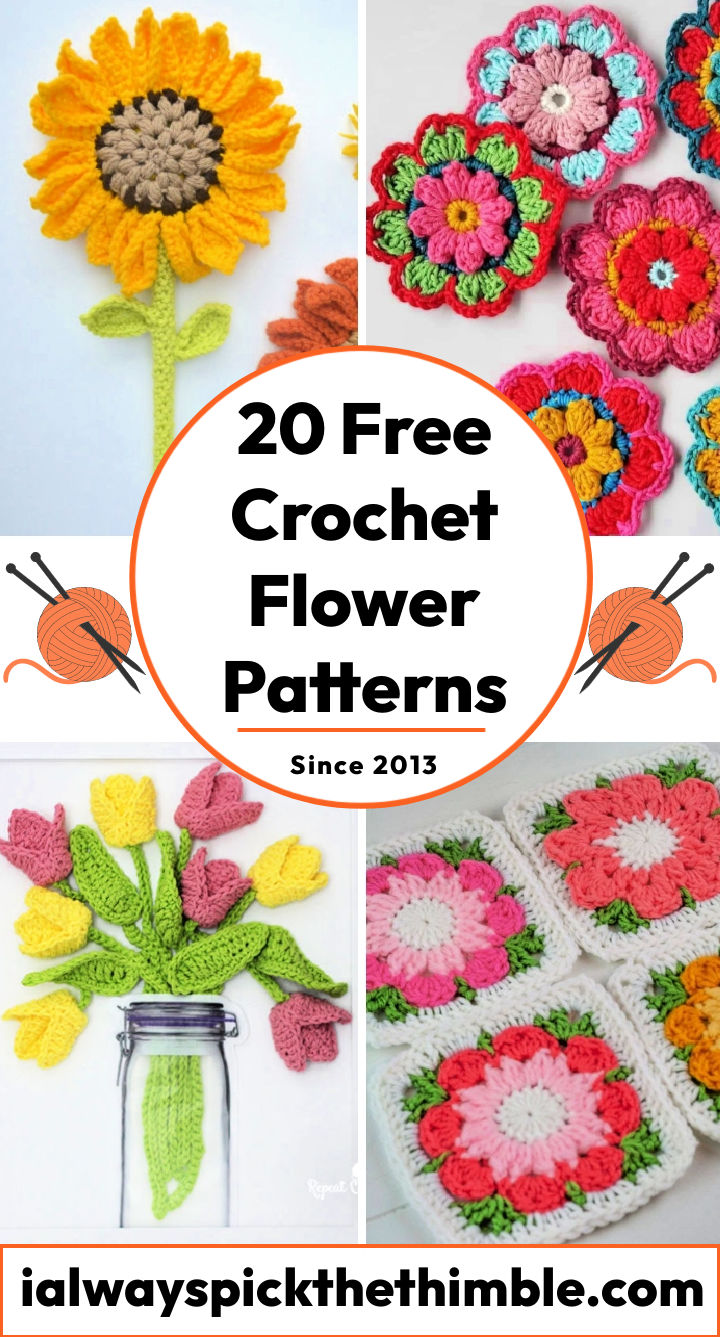 20 Free Crochet Flower Patterns {Easy PDF Pattern}