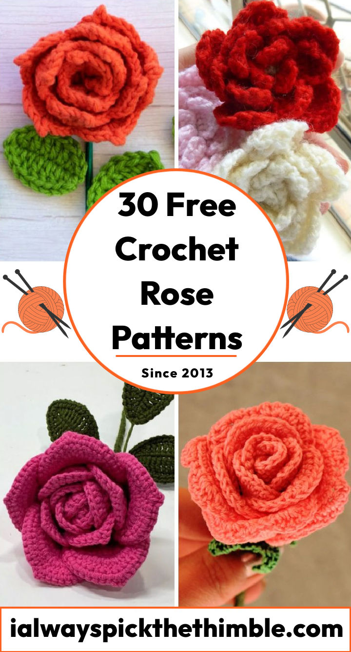 30 Free Crochet Rose Patterns (Crochet Roses Pattern PDF)