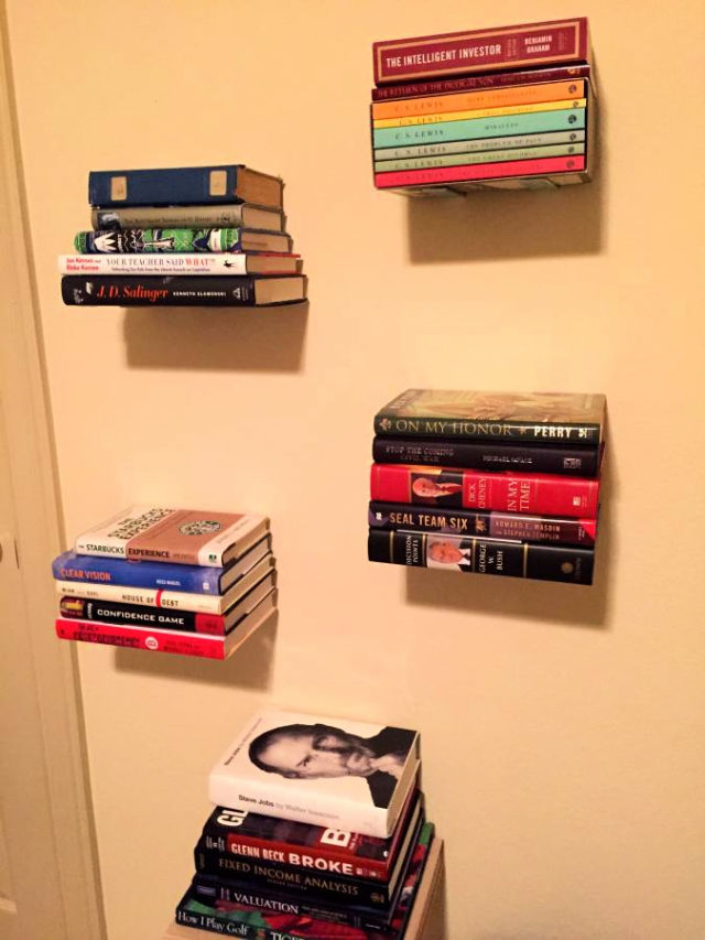 25 DIY Floating Bookshelf Ideas: Make Wall of Bookshelves