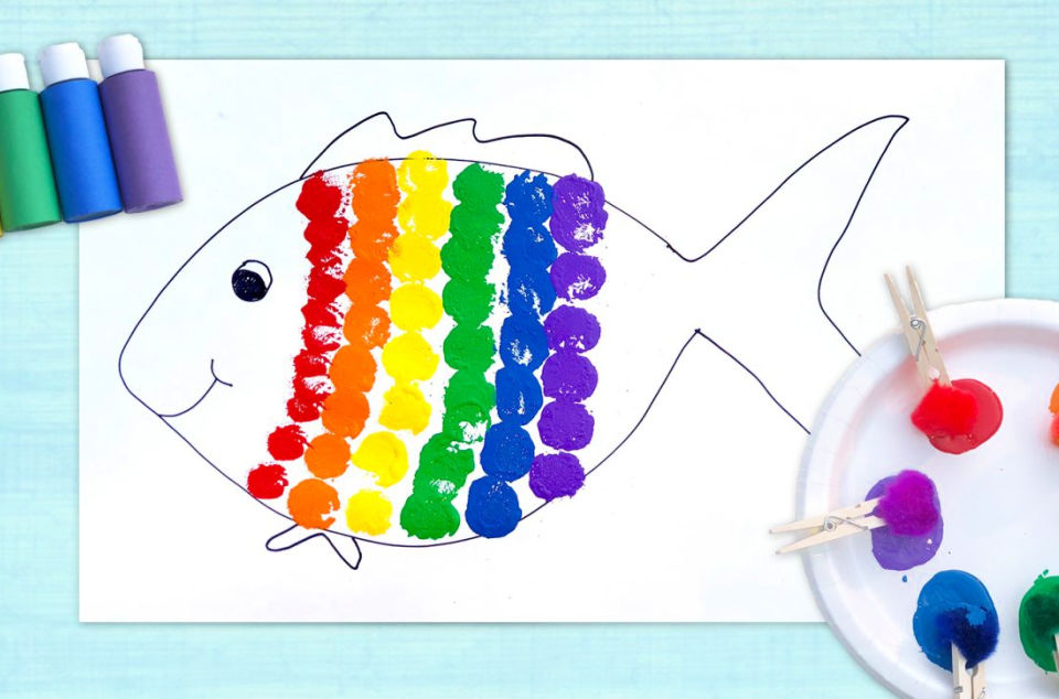 25 Rainbow Fish Crafts and Art (Printable Template)
